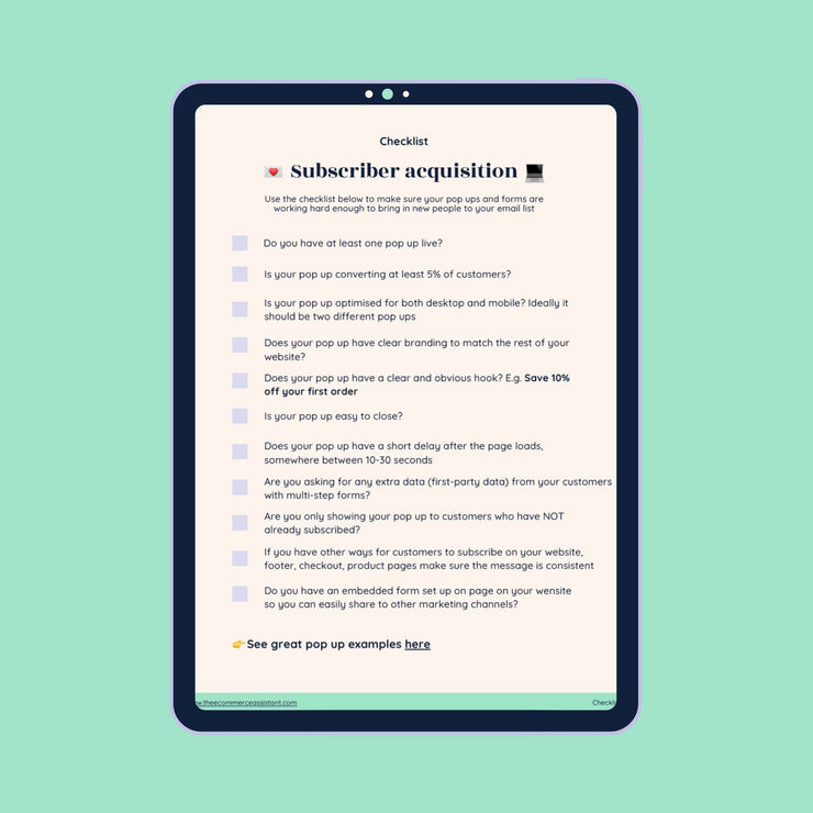 Creating a Perfect Pop Up | Free Checklist | The Ecommerce Assistant