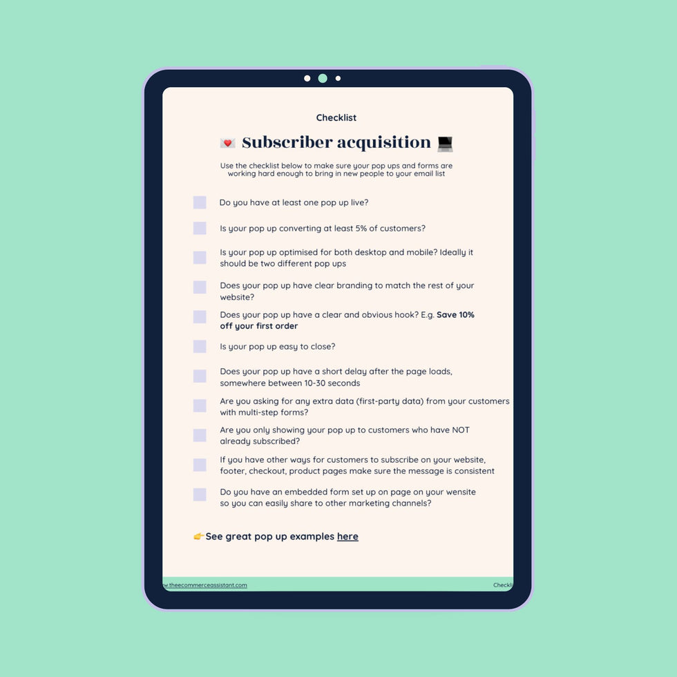 Creating a Perfect Pop Up | Free Checklist | The Ecommerce Assistant