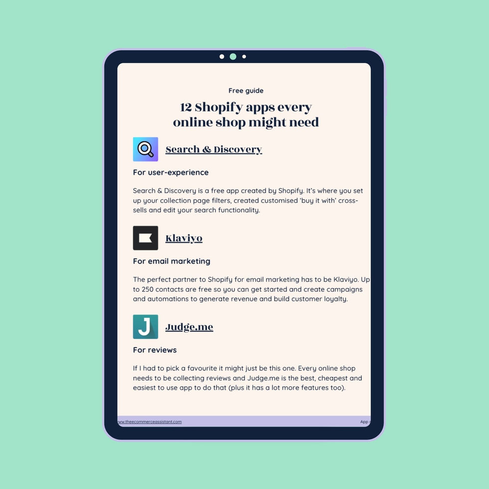 12 Shopify Apps for Small Businesses | Free Guide | The Ecommerce Assistant